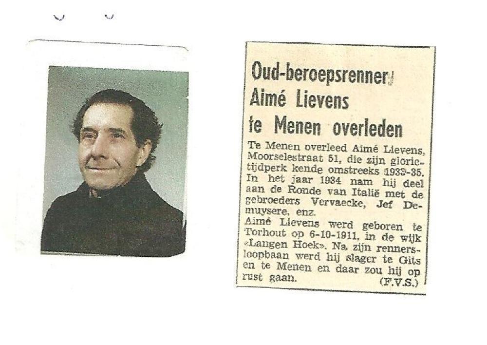 midwest : Artefact : Wielrenner Aimé Lievens, Gits [MIE20140328_011]